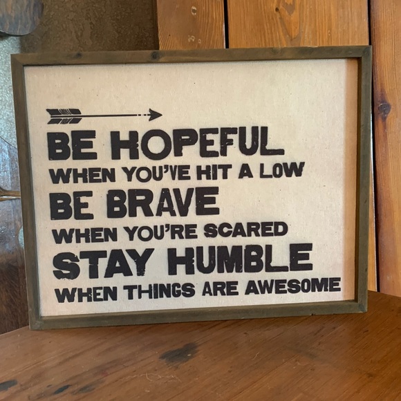 Wall Decor | Be Hopeful Be Brave Stay Humble Wall Art In Wooden Frame ...